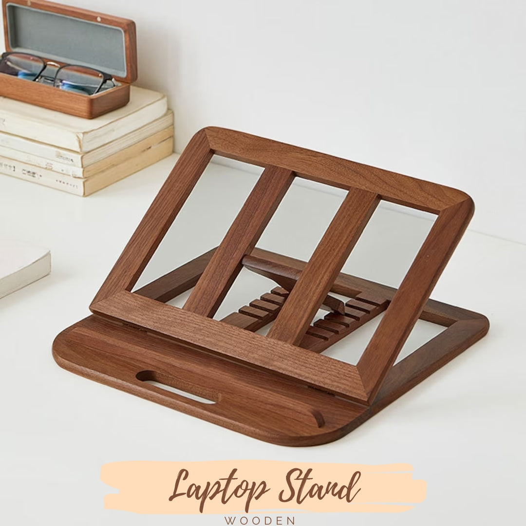 Wooden Laptop Stand for Desk with Adjustable Height Foldable Riser fo Artistic Gifts